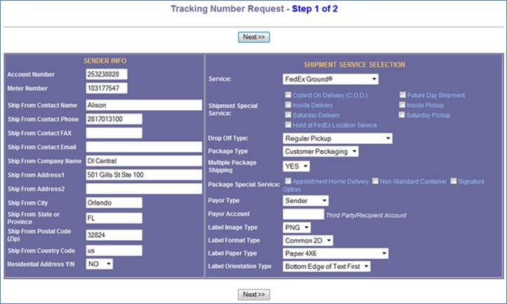 Tracking Number Requests