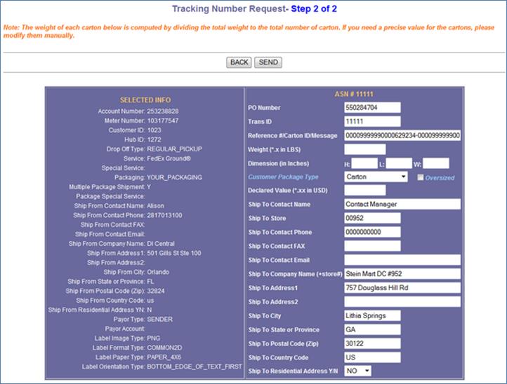 Tracking Number Requests